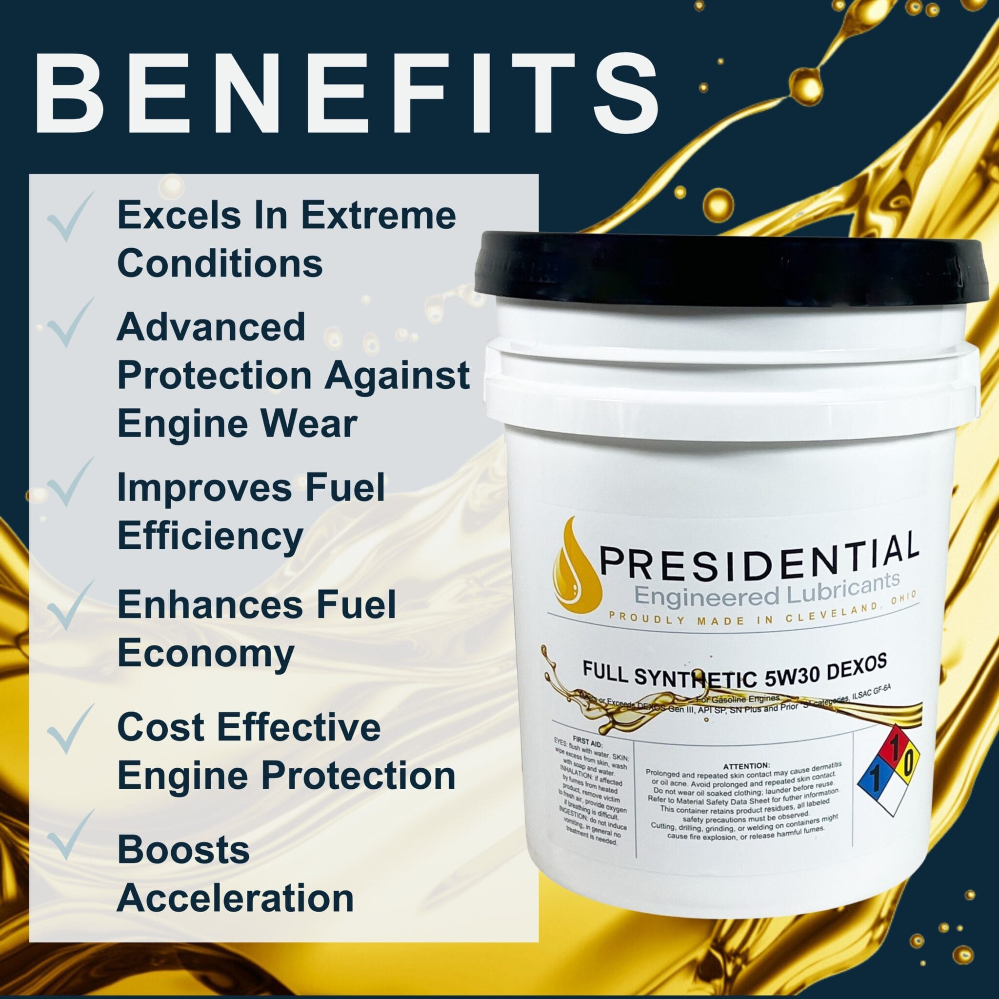 Dexos 5W30 | Full Synthetic Dexos 5W30 Oil | Presidential Oils