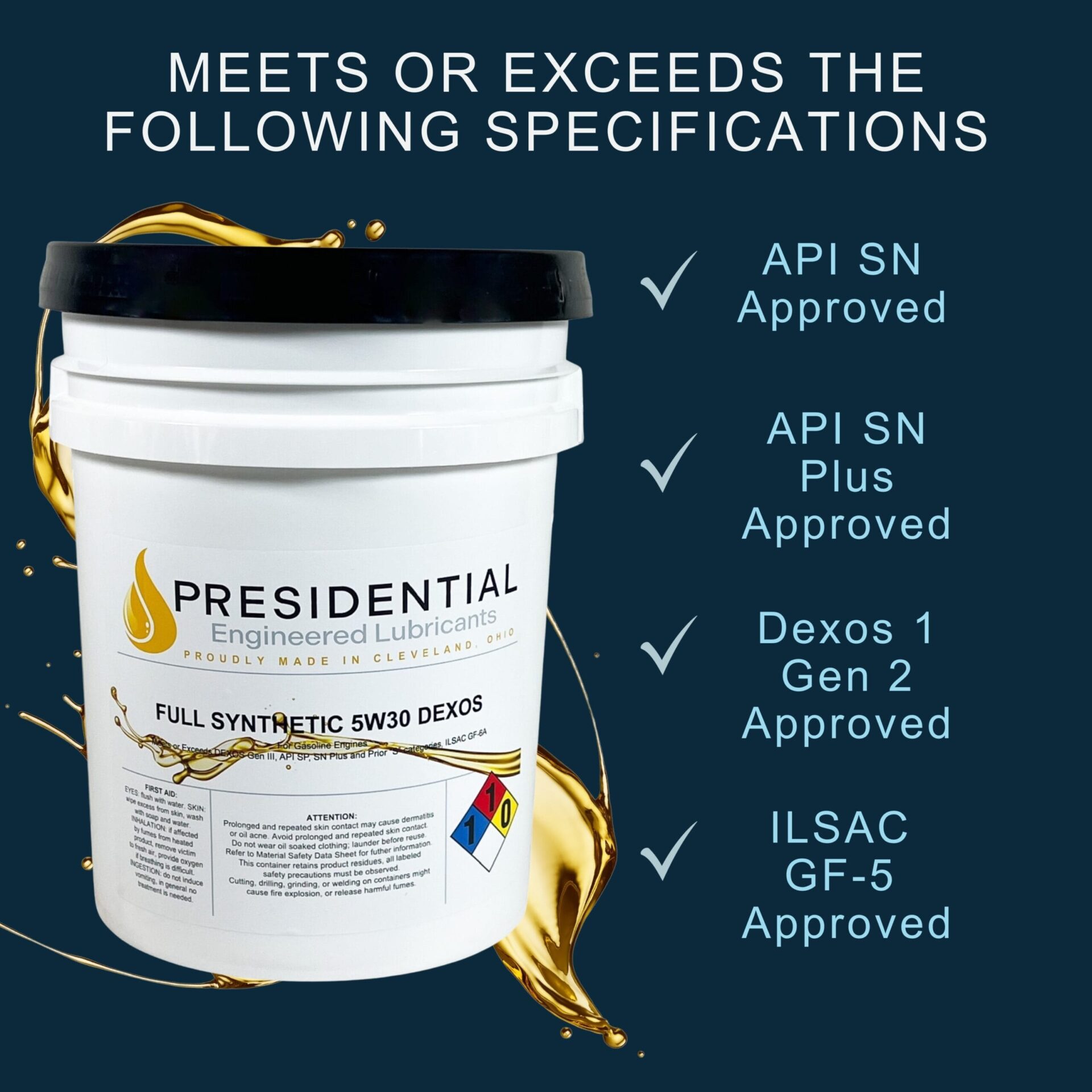 Dexos 5W30 | Full Synthetic Dexos 5W30 Oil | Presidential Oils